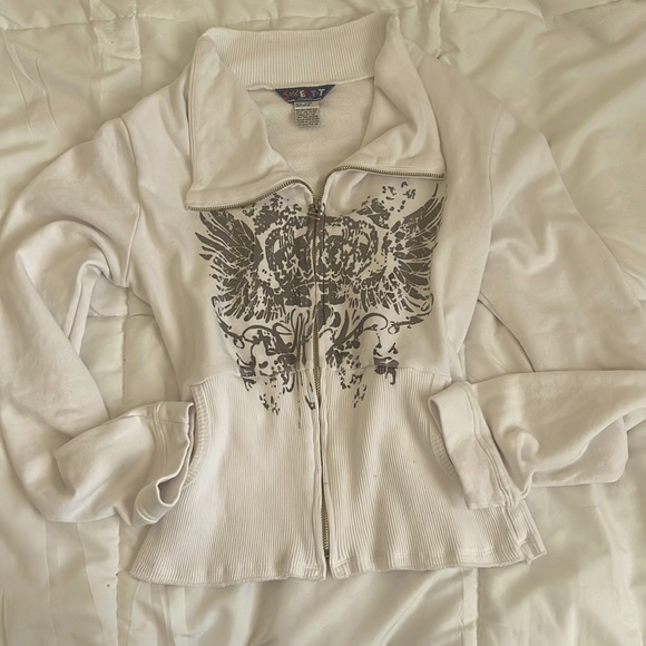 sweet•t | Jackets & Coats | Y2k White Jacket200s Core Angel Wings ...